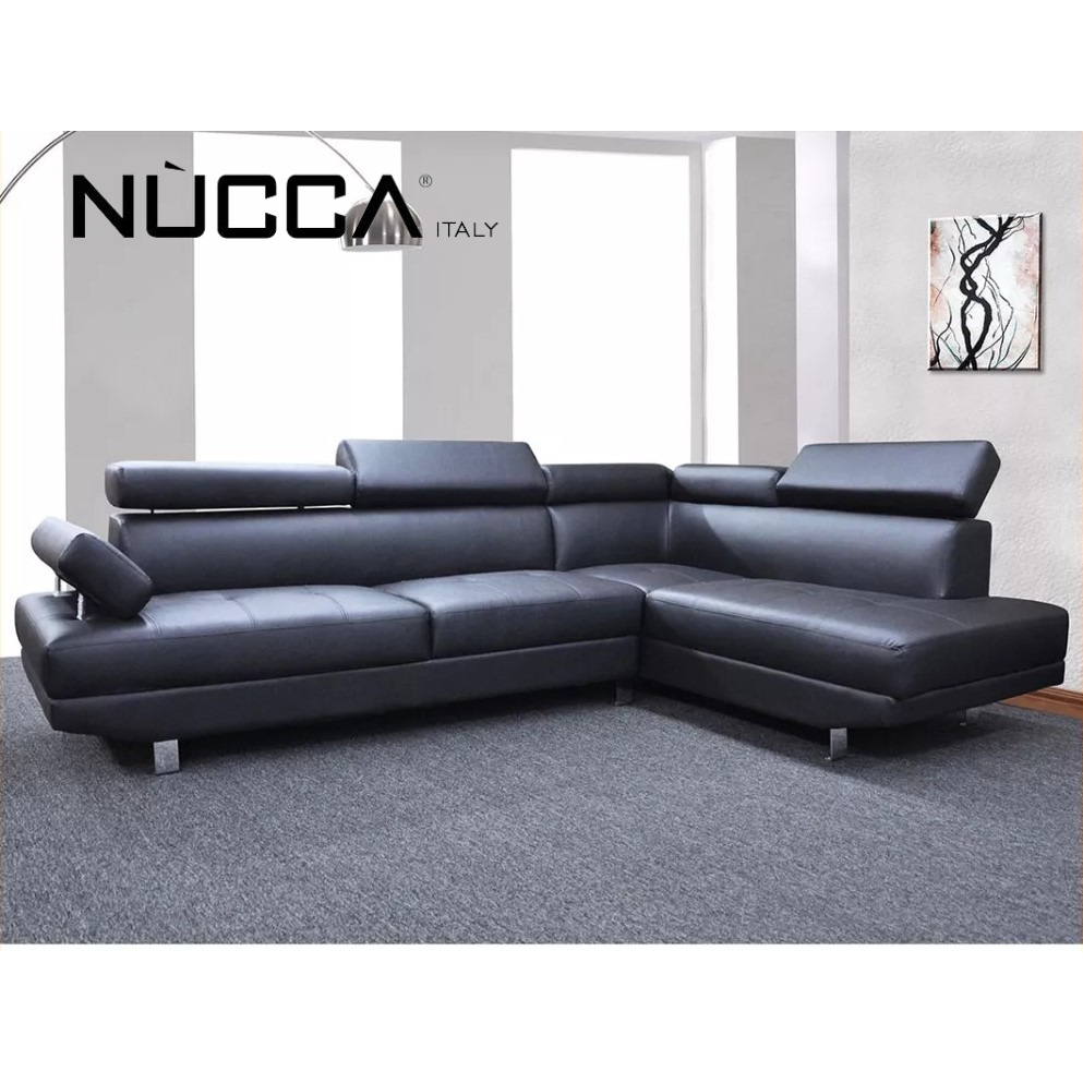 Nucca N6740 Casa Leather L shape sofa with adjustable head rest ...