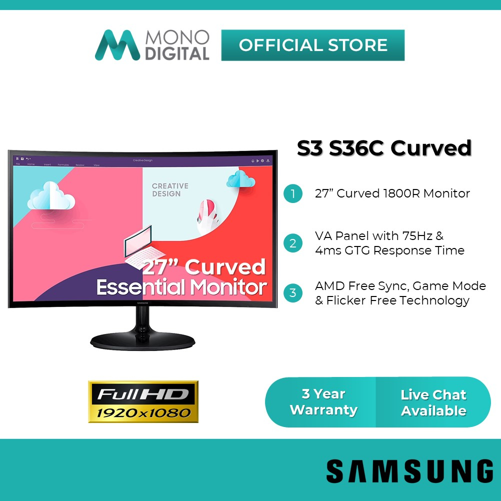 Samsung 24"/27" Essential Curved Monitor S3 S36C with FULL HD ...