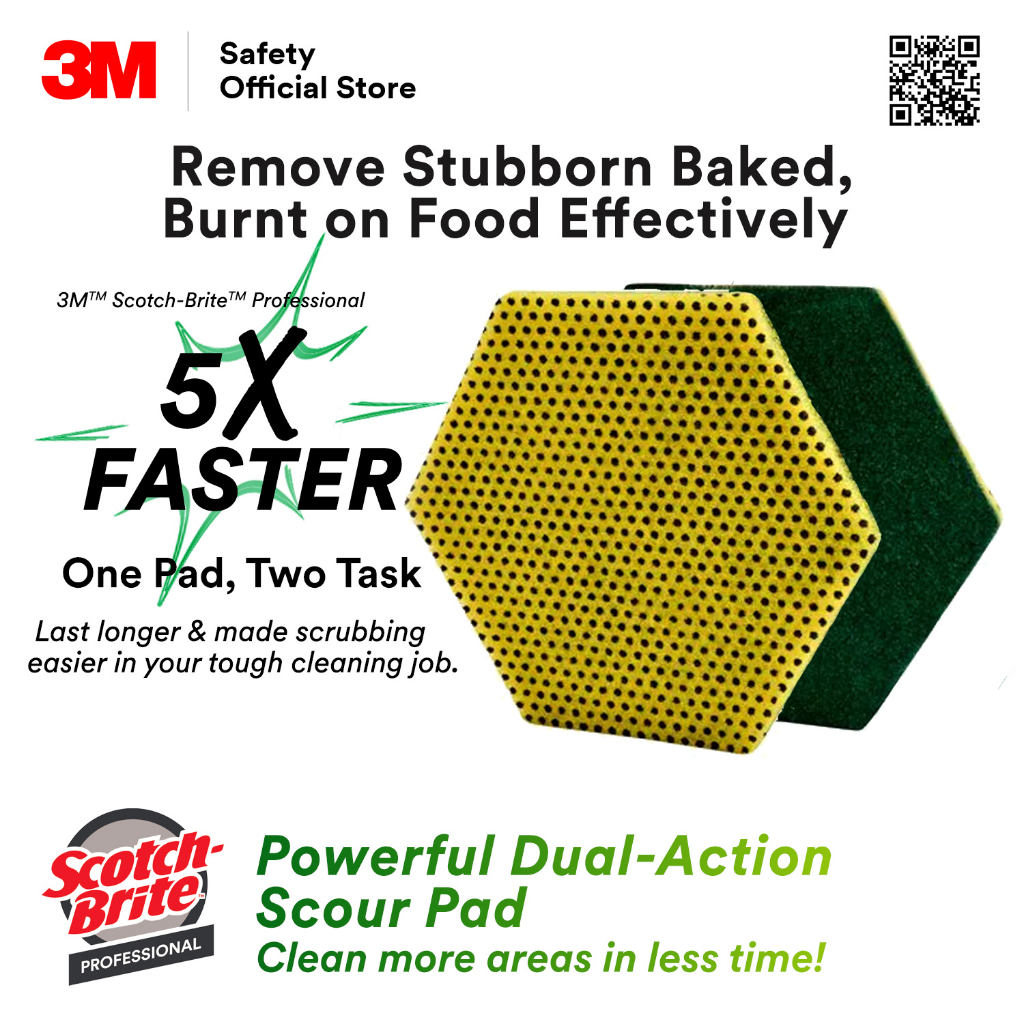 3M™ 96HEX Scotch-Brite Professional Heavy Duty Scour Pad/ Sponge ...