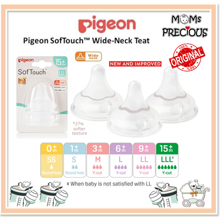100%Original PIGEON SofTouch Wide Neck Nipple Teat Puting/ PPSU/ T-Ester Nursing Bottle/ Slim ...