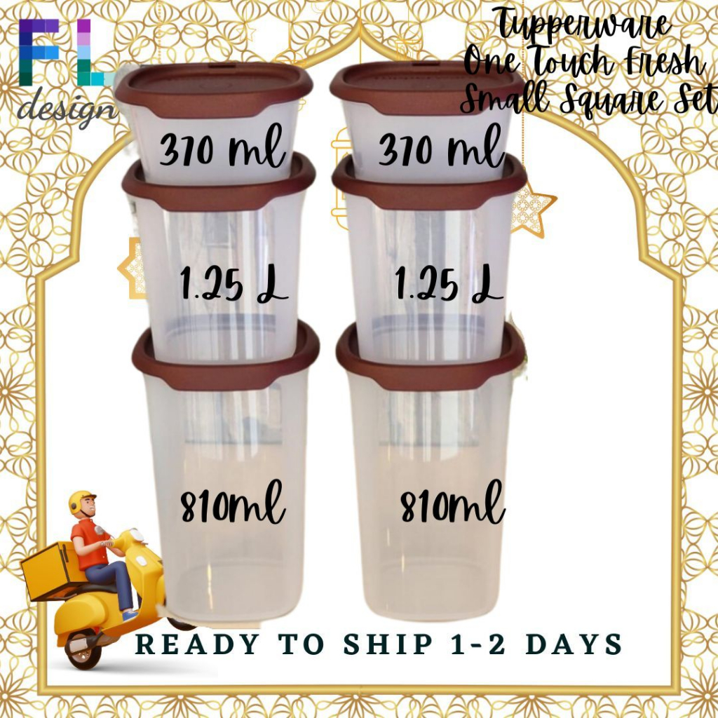 Tupperware One Touch Fresh Small Square Set 6 IN 1 Air Tight | Shopee Malaysia