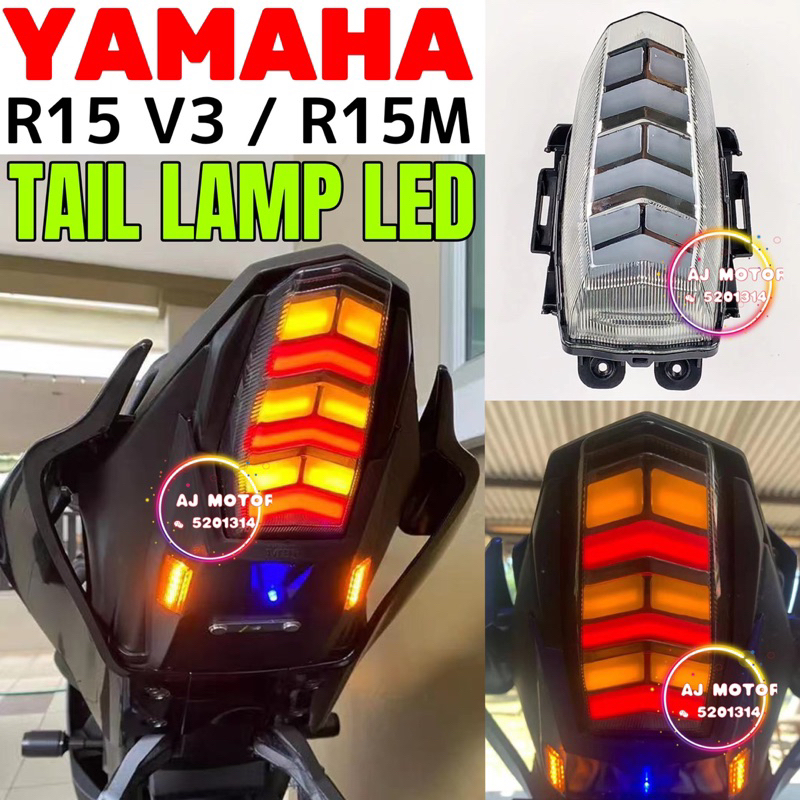 YAMAHA R15M V4 / R15 V3 LED TAIL LAMP + SIGNAL LIGHT LAMPU BRAKE ...