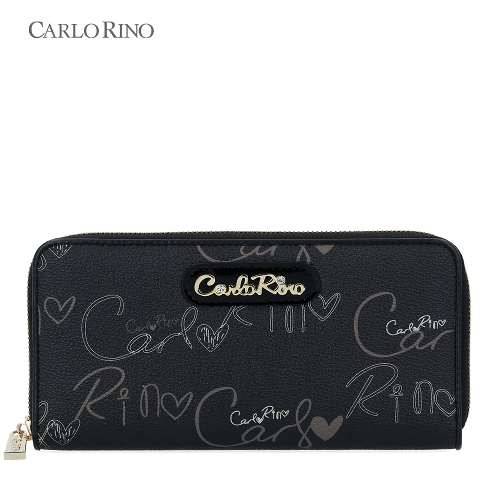 Carlo Rino Calligraphy Monogram Zip-Around Wallet - Black | Shopee Malaysia