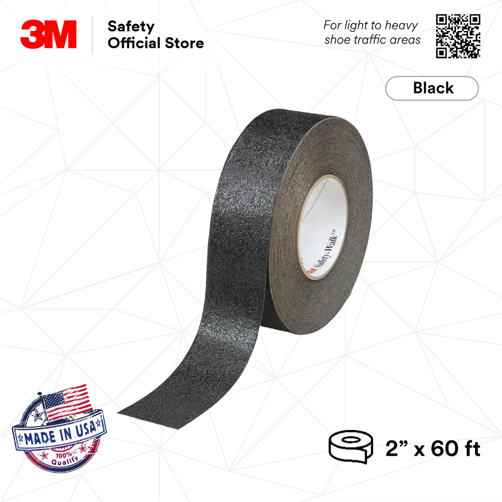 3M™ 610 Safety Walk Black Anti Slip Floor Tape/ Slip & Weather Resistant [2 in x 60 ft/Black ...