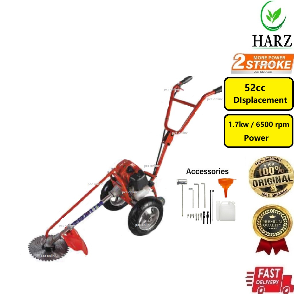 HARZ Hand Push Brush Cutter With Wheel Petrol Type Hand Push Shaft ...