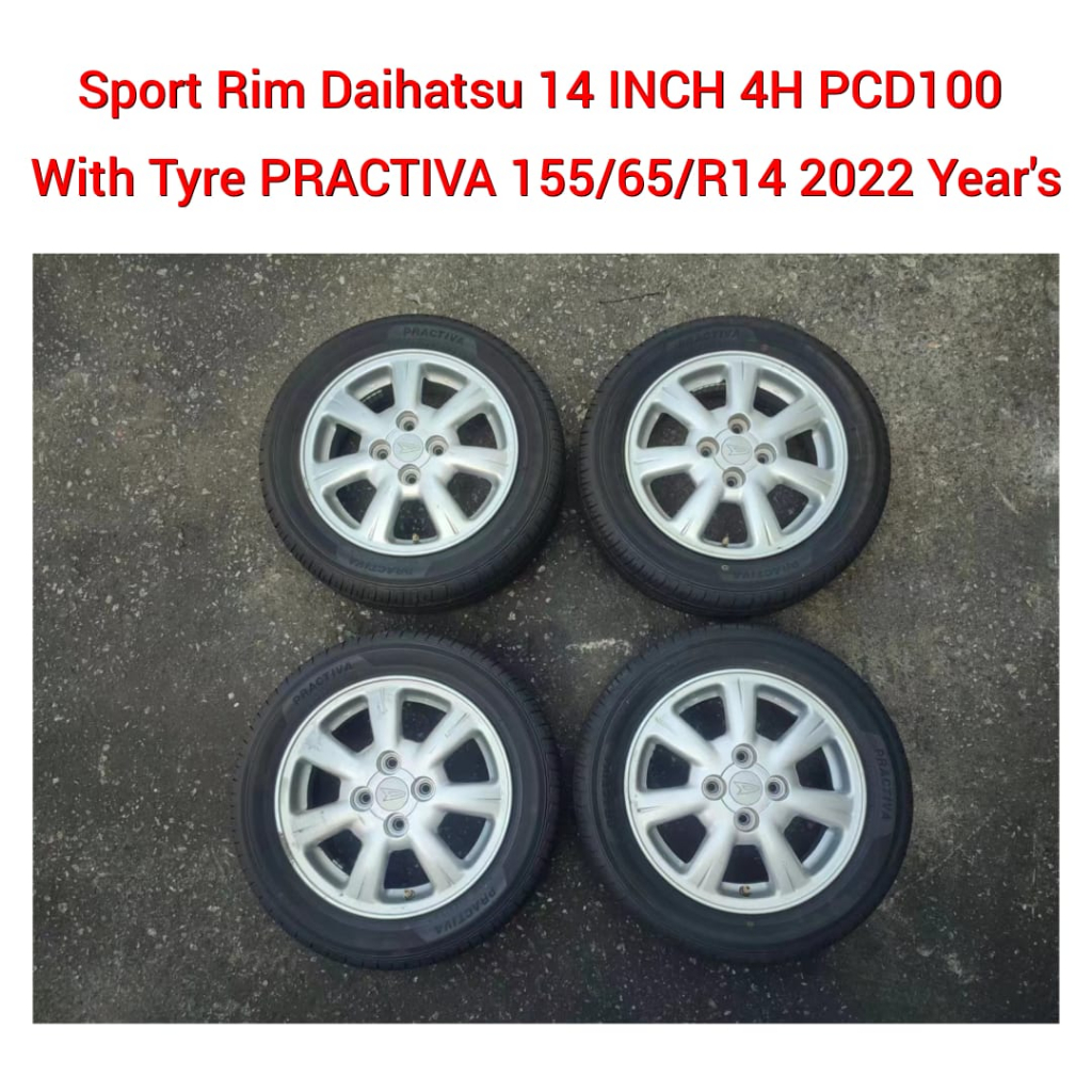 Sport Rim Ori Daihatsu 14 Inch 4H Pcd100 Tyre PRACTIVA 155/65/R14 For ...