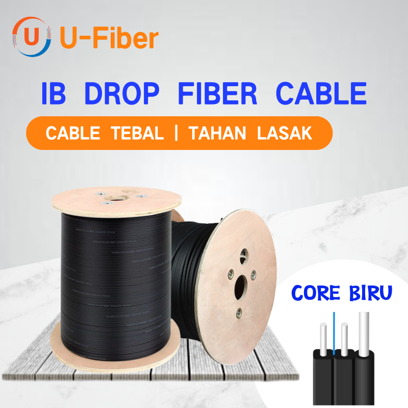G657A1 FTTH IB Drop Fiber Optic Cable - 1 Core, 1000m (Blue Core ...