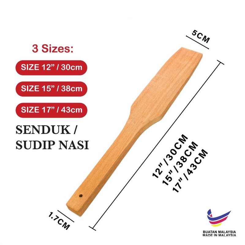 Rice Paddle 12”/15”/17” Sudip Kayu Nasi Wood Cook | Shopee Malaysia