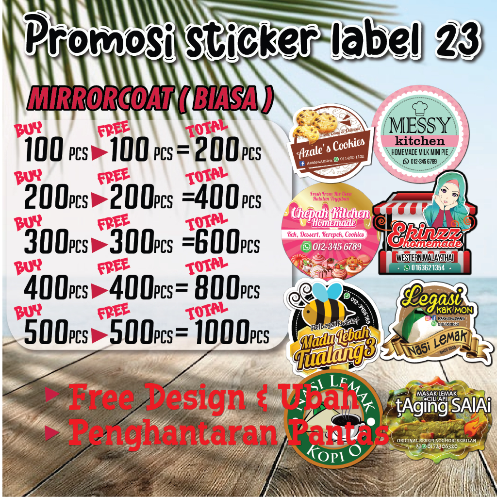 ( BELI 100 FREE 100 PCS) STICKER PRODUK LABEL MURAH PELBAGAI BENTUK ...