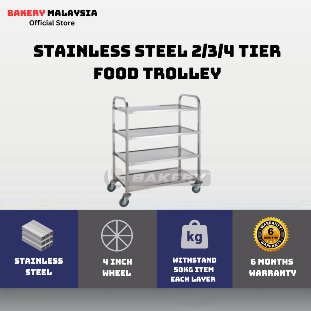 (LARGE)Restaurant kitchen organiser Dining Trolley Dining 4 Tier ...