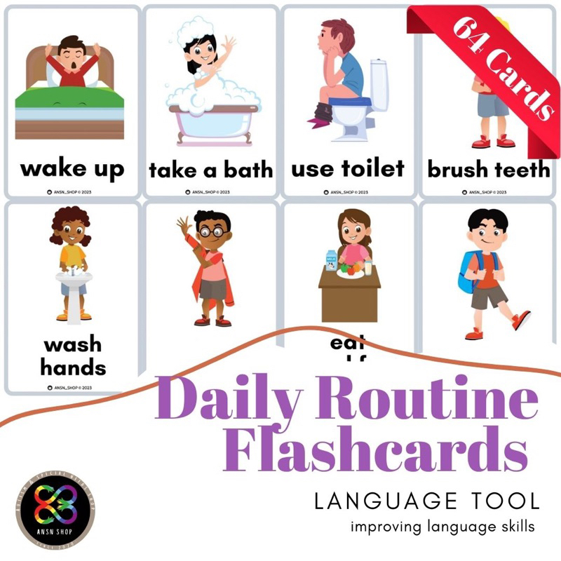 Daily Routine Flashcards (PDF) Language Tool / Speech Therapy ...