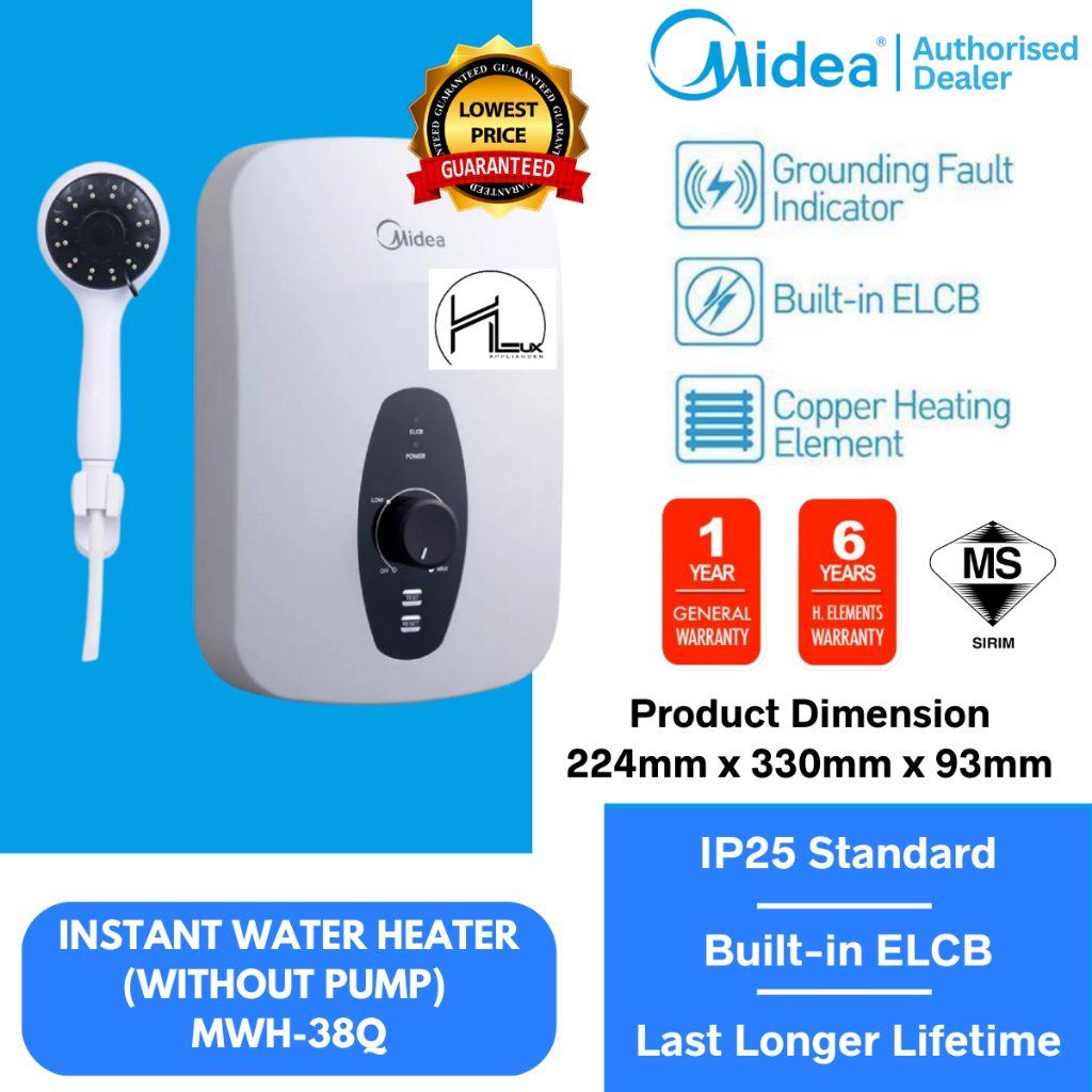 MIDEA / HAIER / TOSHIBA No Pump Instant Water Heater MWH-38Q / EI38M-B1WB(MY) / SL30E ...