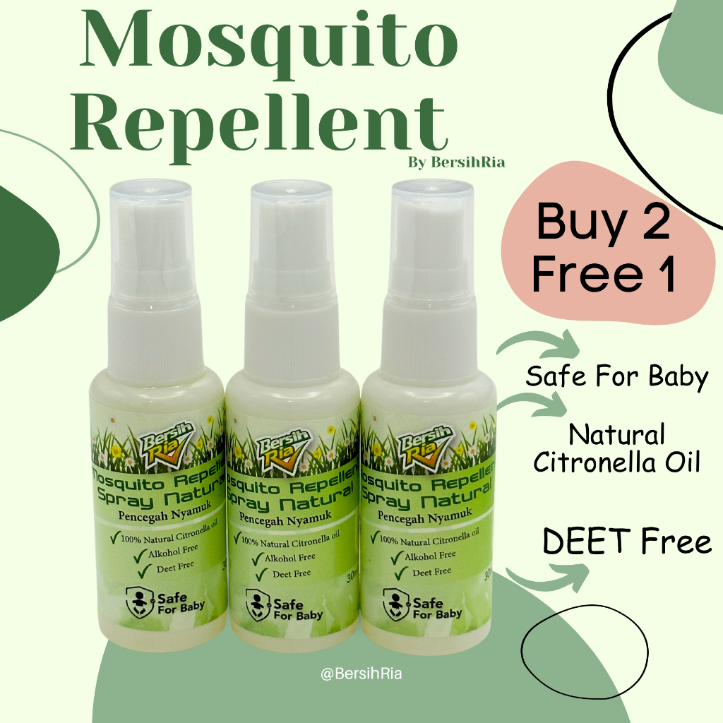 BersihRia Mosquito Repellent Spray DEET free, Safe for Baby, with ...