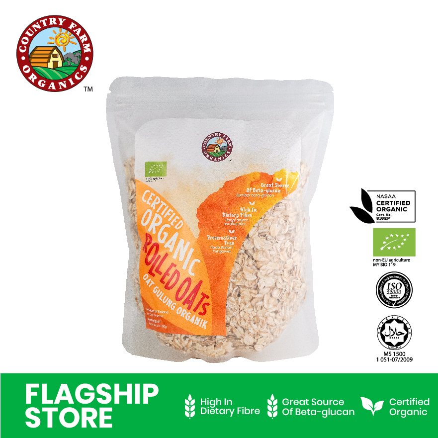 Country Farm Organic Oats (Rolled) Finland 500g | Shopee Malaysia