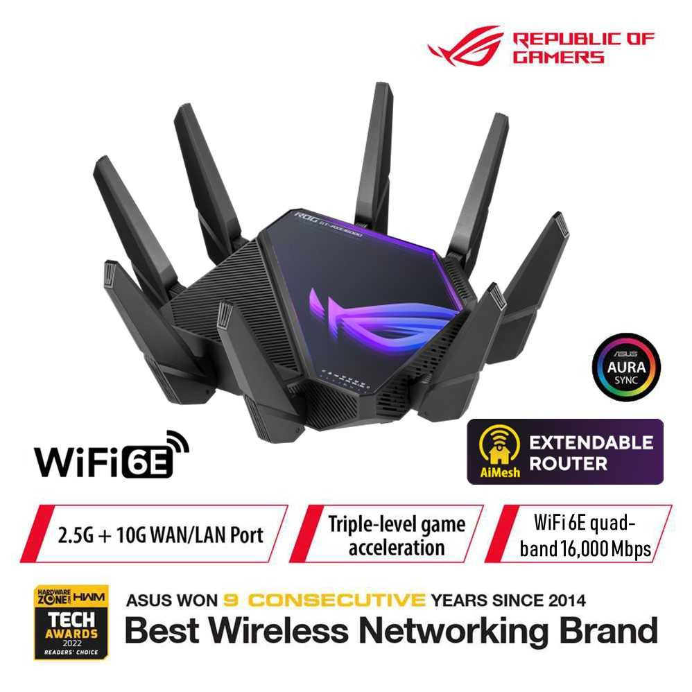 ASUS ROG GT-AXE16000 AXE16000 QUAD-BAND GAMING ROUTER | Shopee Malaysia