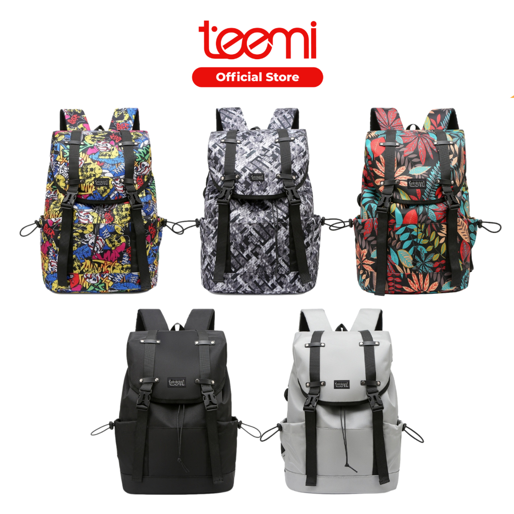 TEEMI Unisex 15 Inch Graffiti Fashion Laptop Backpack Belt Buckle Flap ...