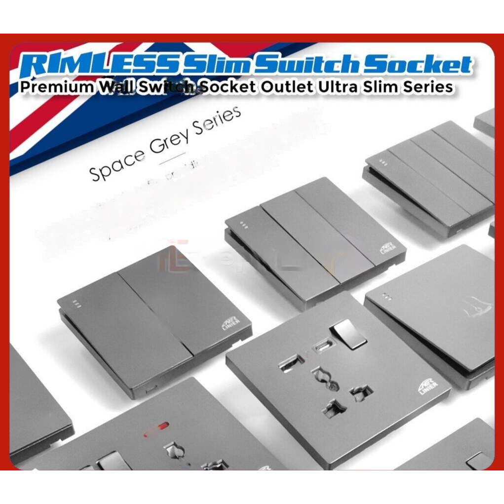 (SIRIM)【LINIER ULTRA SLIM】 Switch Socket Modern Wall Switches SPACE ...