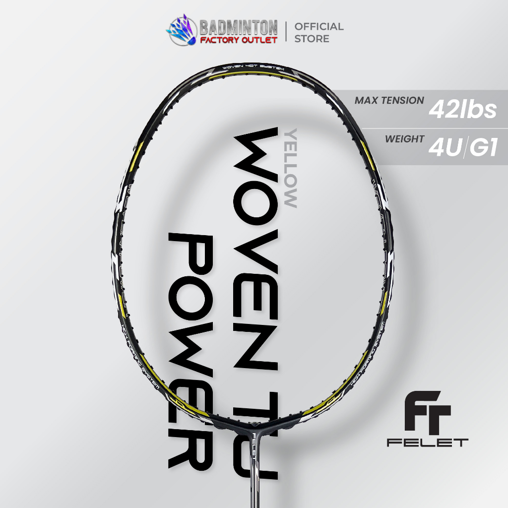 FELET Woven TJ Power V2 (Yellow) Badminton Racket - 3UG1 / 4UG1 Max ...