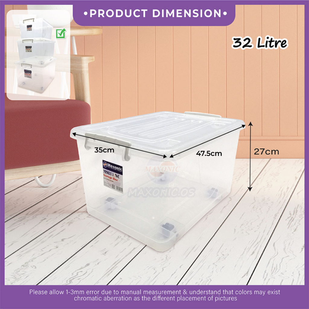 MAXONIC 75L COMBO SET 3 IN 1 MULTIPURPOSE STORAGE BOX | TRANSPARENT BOX ...