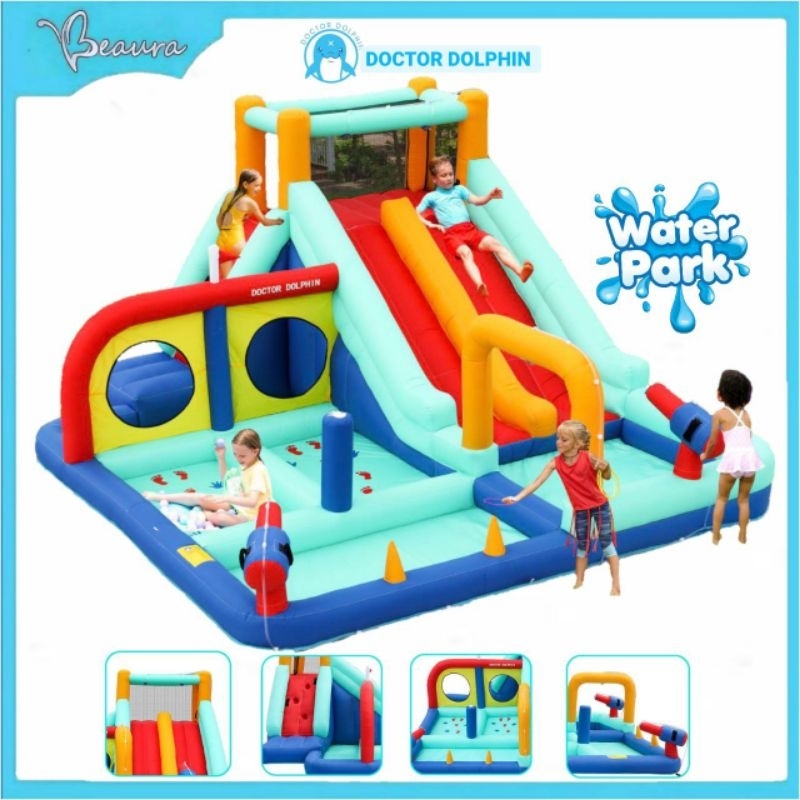 🔥Waterpark Giant Castle Slide Bouncer Bestway AirMyFun Doctor Dolphin ...