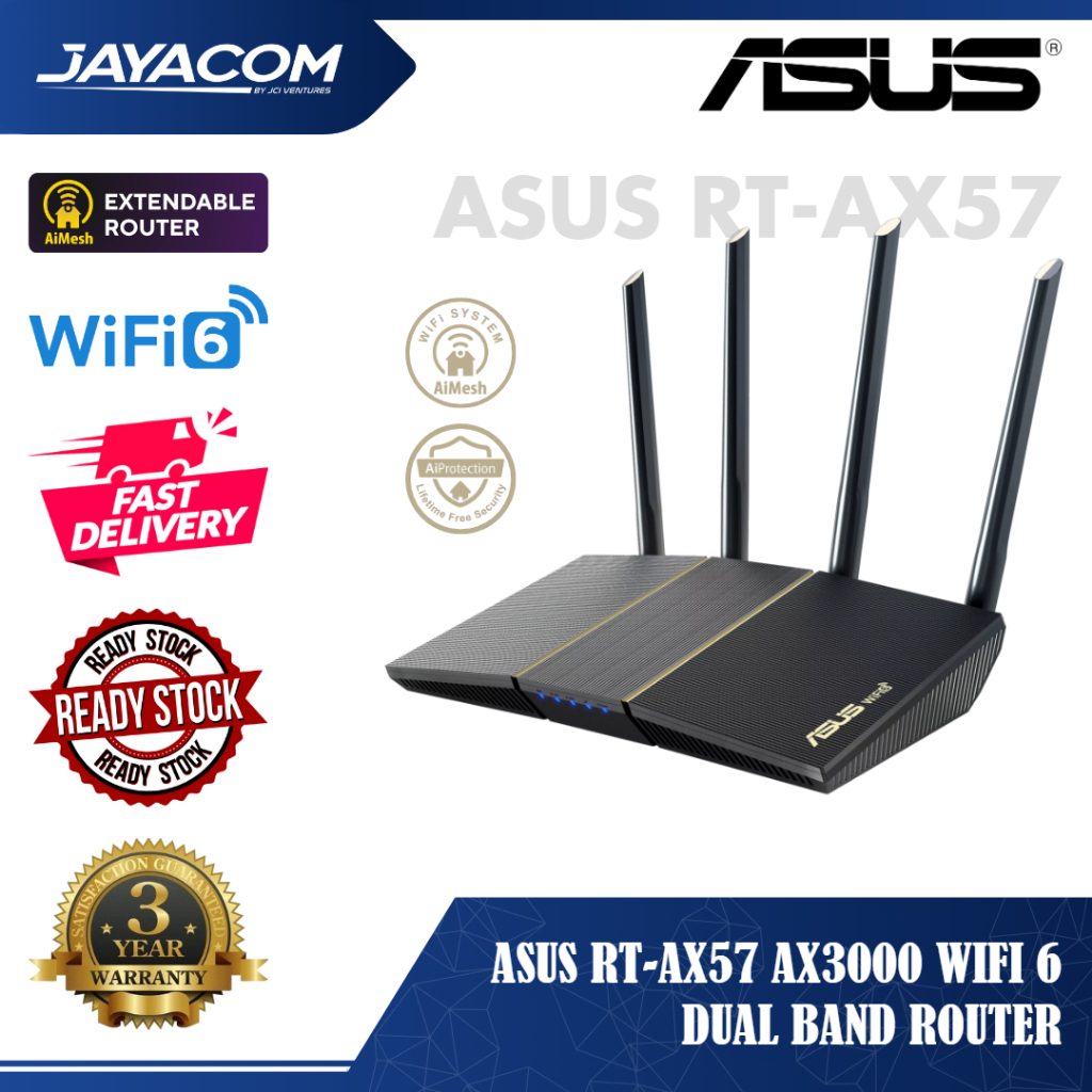 ASUS RT-AX57 AX3000 Wi-Fi 6 Dual Band Router [READY STOCK] | Shopee ...