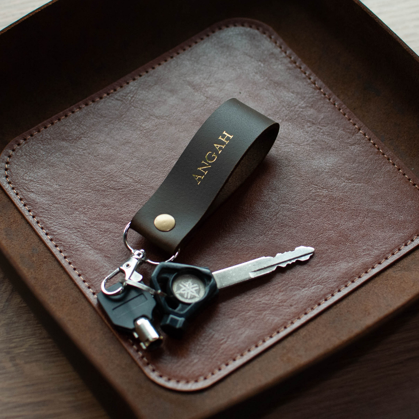 FREE NAME LASER HANDMADE Leather Keychain Leather Strap Key Chain Car ...