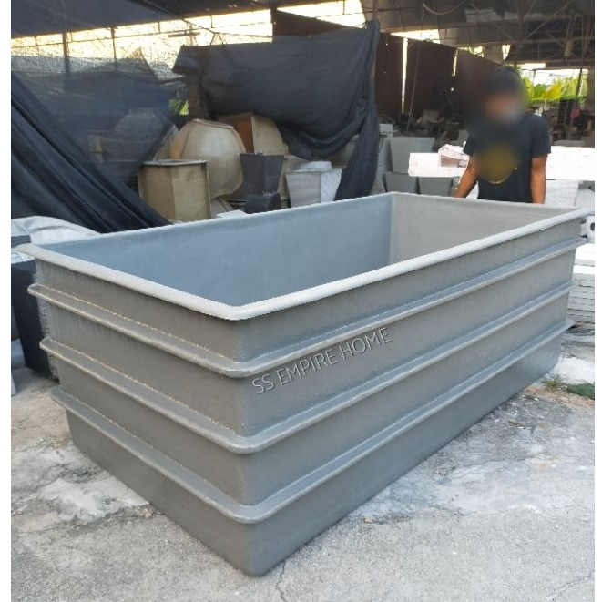 NEX 8 x4x3 Grey Fiberglass Fish Tank Water Pond Aquarium Heavy Duty ...