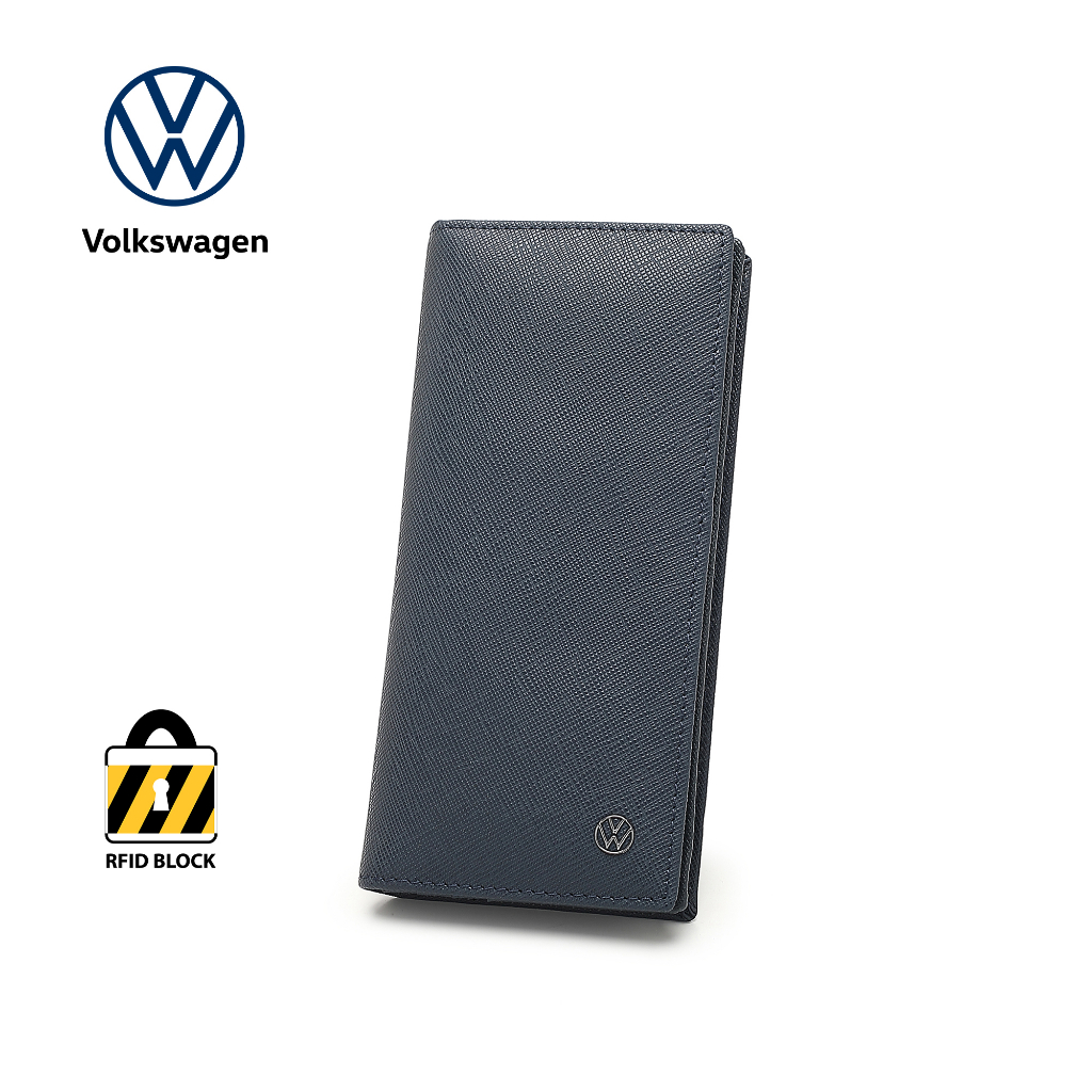 [Clearance] Volkswagen Genuine Leather RFID Bi-Fold Long Wallet - Blue ...