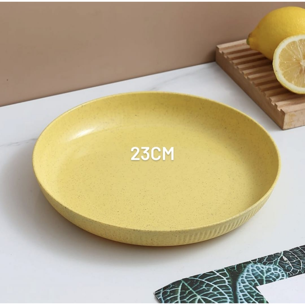 23Cm Wheat Straw Plastic Dinner Plate Pinggan Plastik Microwave Safe ...