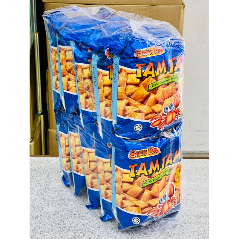 (70g x 10’s) Snek Ku Tam Tam Crab Flavoured Snack Keropok 噹噹蟹酥 Halal ...