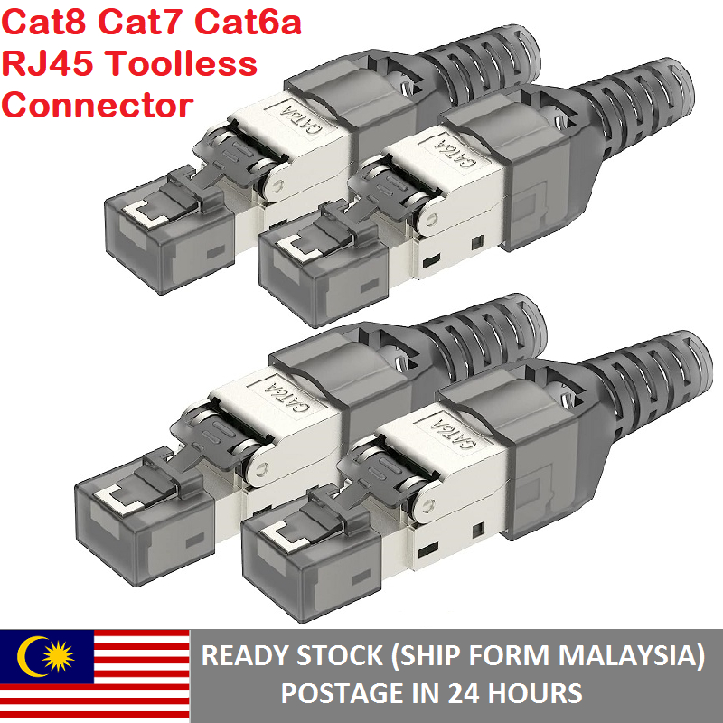 Rj45 Cat6a Cat7 Cat8 Connector Tool Free Toolless Rj45 Termination Plug Reusable Shielded For