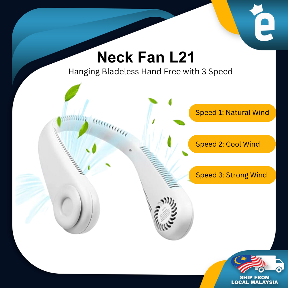 Mini Neck Fan Bladeless Cooling USB Rechargeable 3 Wind Speed Select ...
