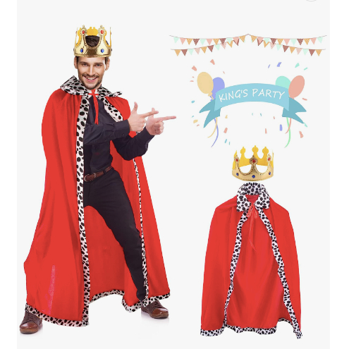 MSIA Ready Stock/ Luxury King Cape 1.2M Crown Set Prince Adults Velvet ...