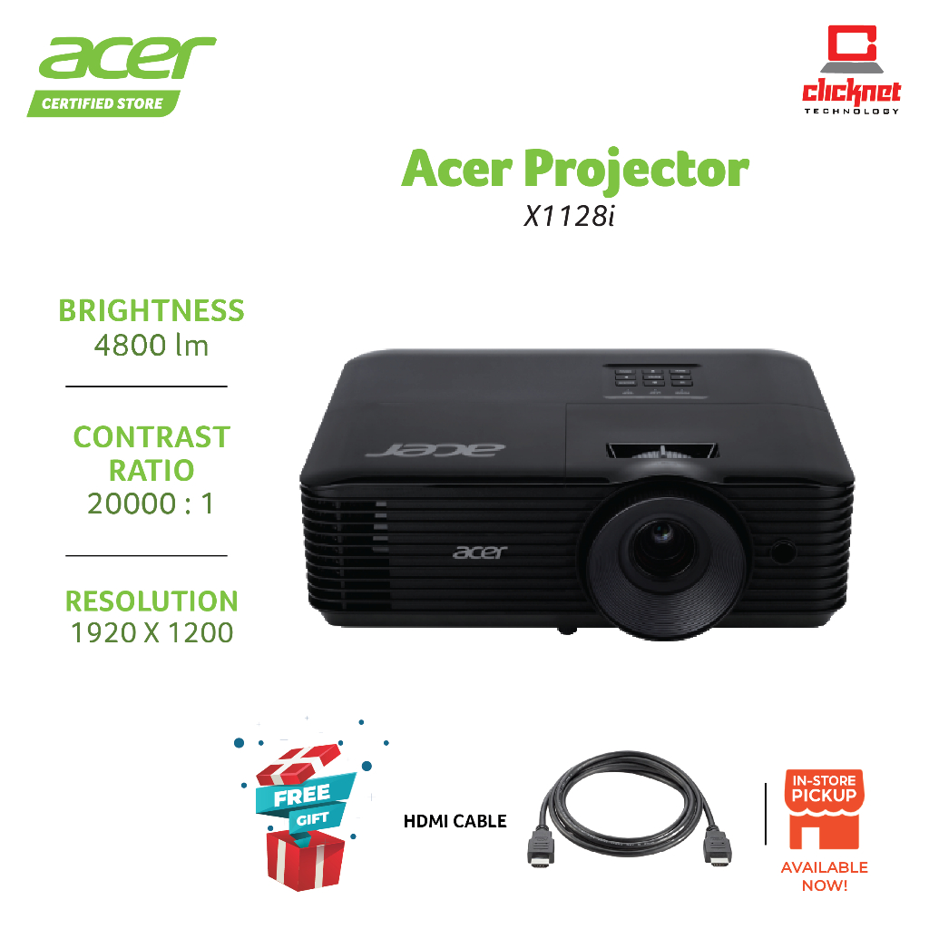 ACER X1128i SVGA 4500 LUMEN DLP WIRELESS PROJECTOR | Shopee Malaysia