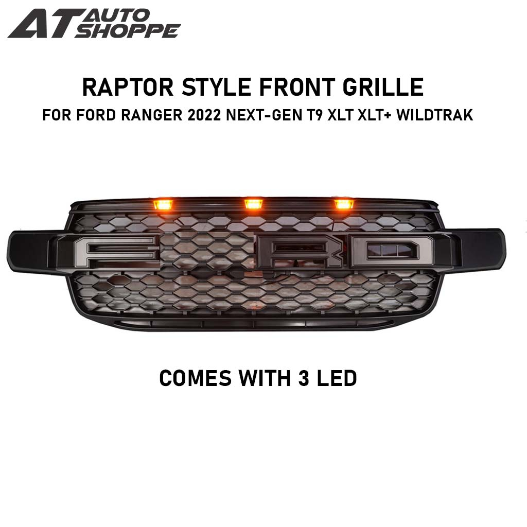 FRONT GRILLE RAPTOR STYLE BLACK FOR FORD RANGER 2022 NEXT-GEN T9 XLT ...