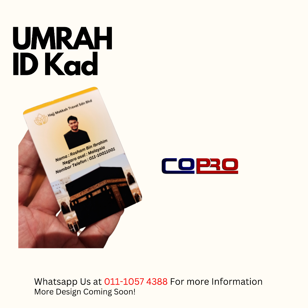 Kad ID UMRAH Mekah Haji PVC Card Printing Eksklusif ** PROMOSI ** MURAH ...