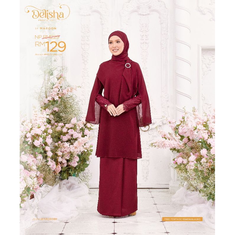 Kurung Lace Delisha Permaisuri chiffon breastfeed friendly baju raya ...