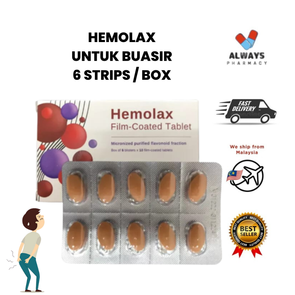 1 BOX - HEMOLAX FILM COATED TABLET 500MG | MICRONIZED PURIFIED ...
