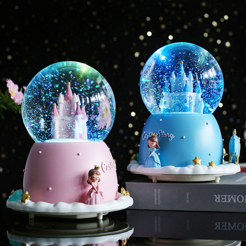 Princess Castle Musical Ball Crystal Ball With Music Light Auto Snow ...