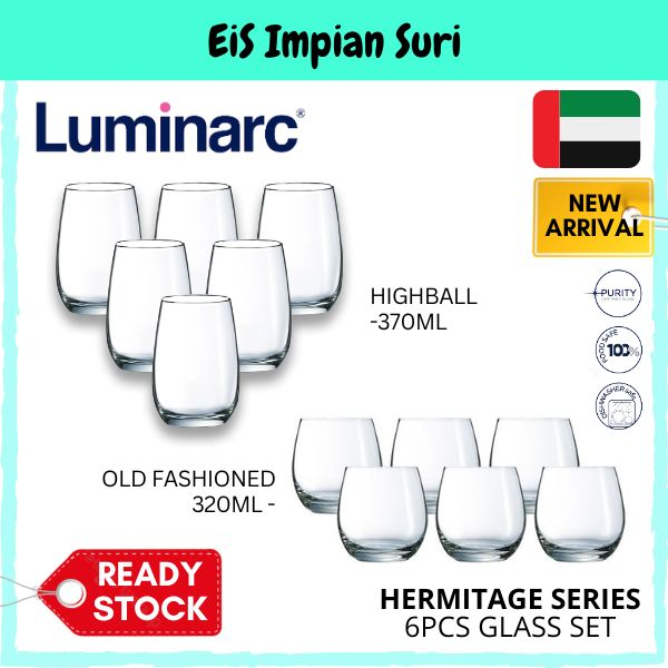(Ready Stock!!) Luminarc Hermitage 6pcs Glass Set Highball 370ml /Old ...