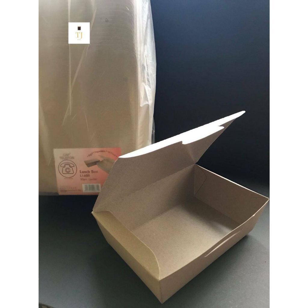 [50pcs] Disposable Paper LARGE Lunch Box L1600 / Takeaway Delivery ...