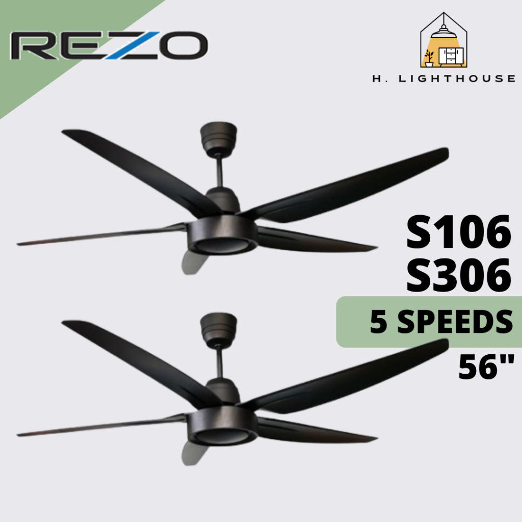 REZO Kipas Siling 56" S106 S306 5 Kelajuan 5 Speeds dengan Jaminan dan ...