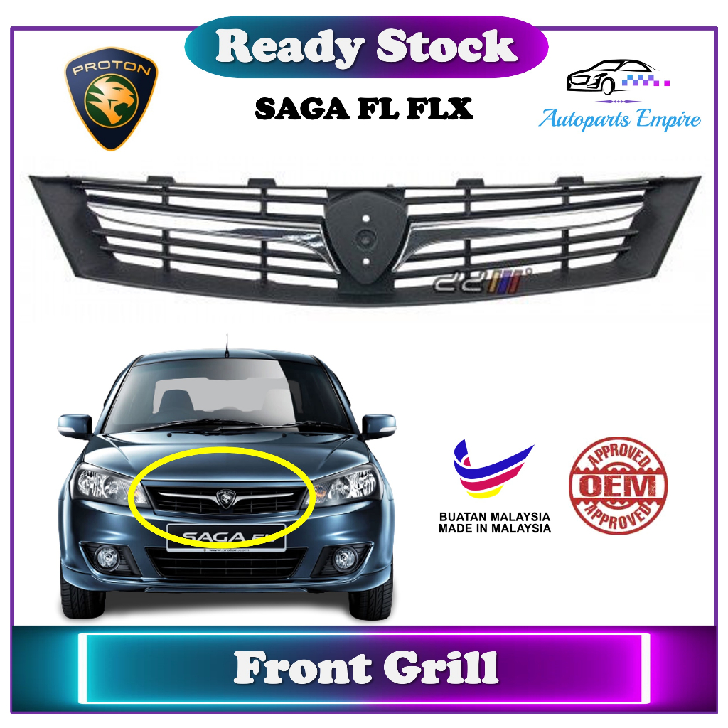 Proton Saga FL FLX 】 Front Bumper Grill / Grille Mask with Chrome ...