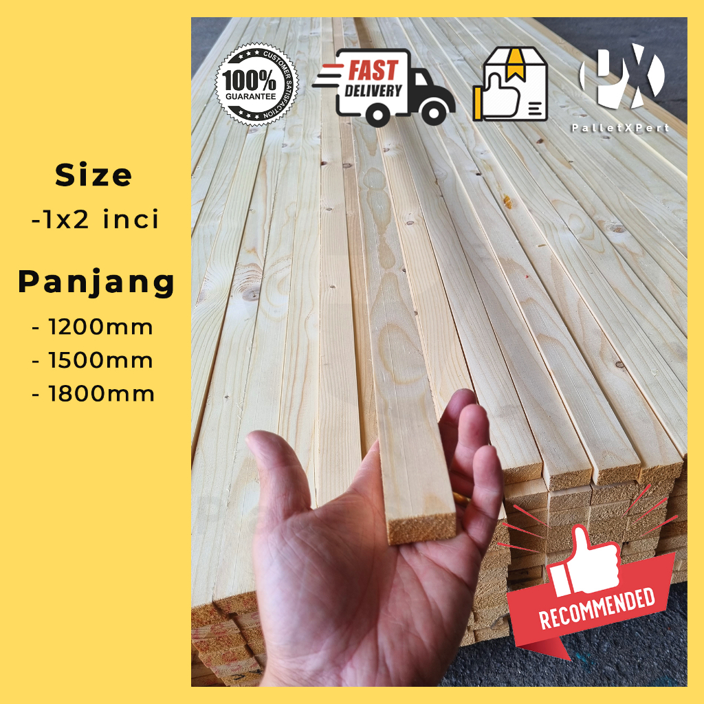 Kayu 1x2 Siap Ketam | Pine Wood Plank DIY | Kayu Perabot Solid Lurus ...