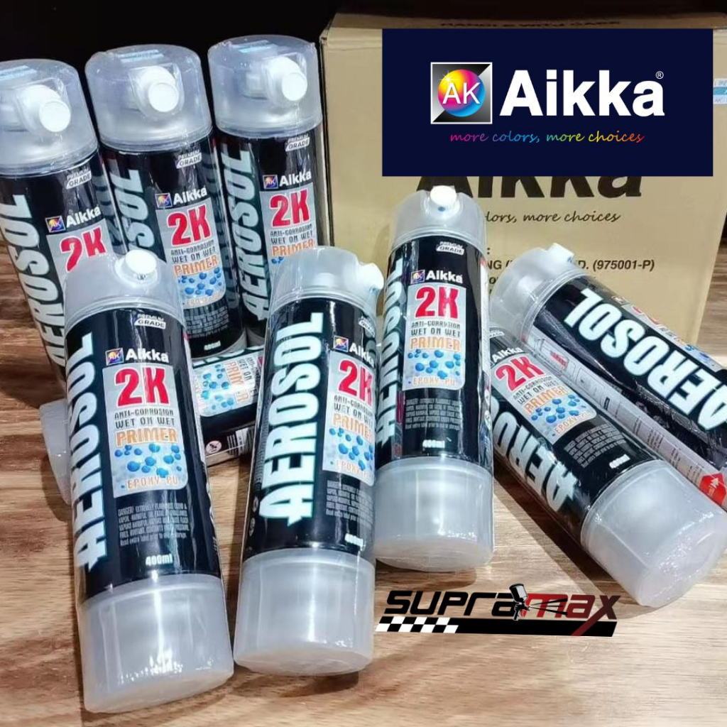 AIKKA 2K Epoxy Primer Grey AK679 Aerosol Spray Paint / Surfacer Spray Basecoat Undercoat Cat ...