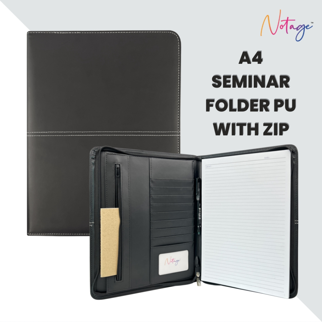 A4 Seminar Folder with Zip Paper Document Multipurpose Zip Bag File ...