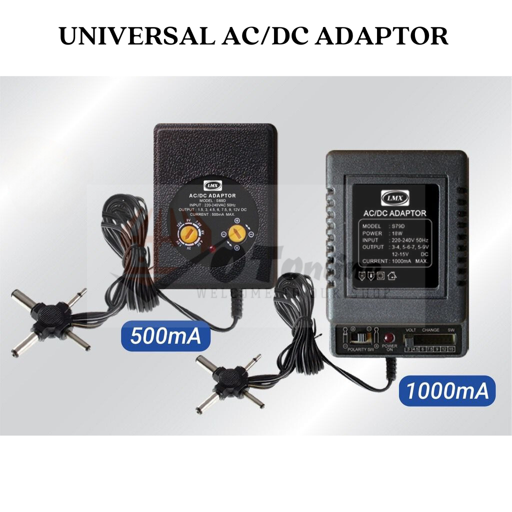 500mA / 1000mA AC / DC Adaptor Power Supply 13A Input -240v AC Output-1 ...