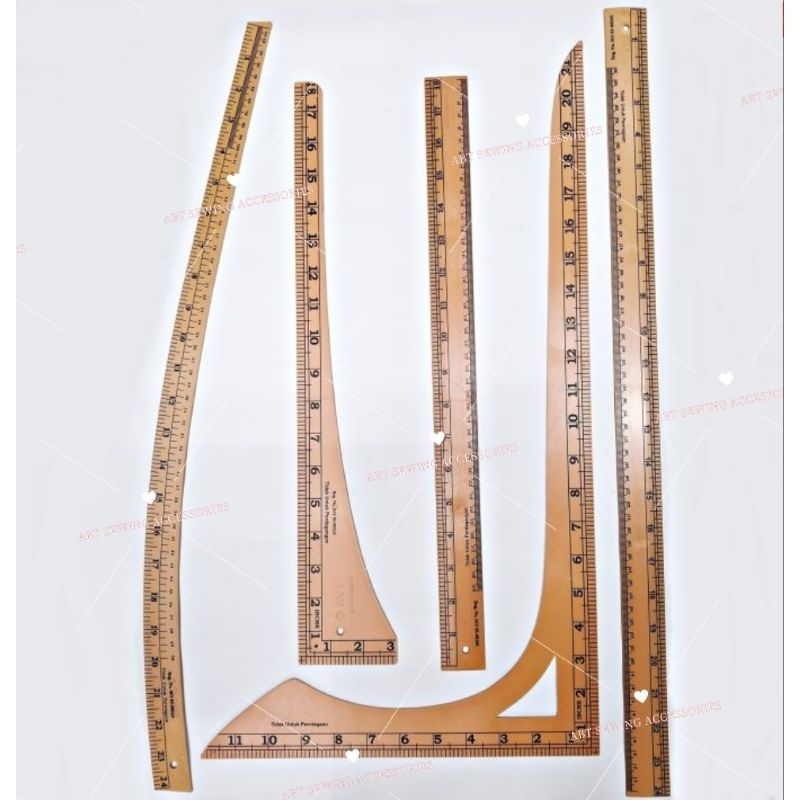 PVC Tailoring Ruler/ Wooden Tailoring Ruler/Pembaris Kayu Jahit ...