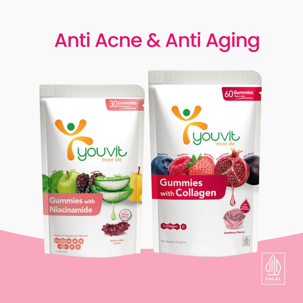 Youvit Niacinamide Gummies (30's) & Youvit Collagen Gummies (60's ...