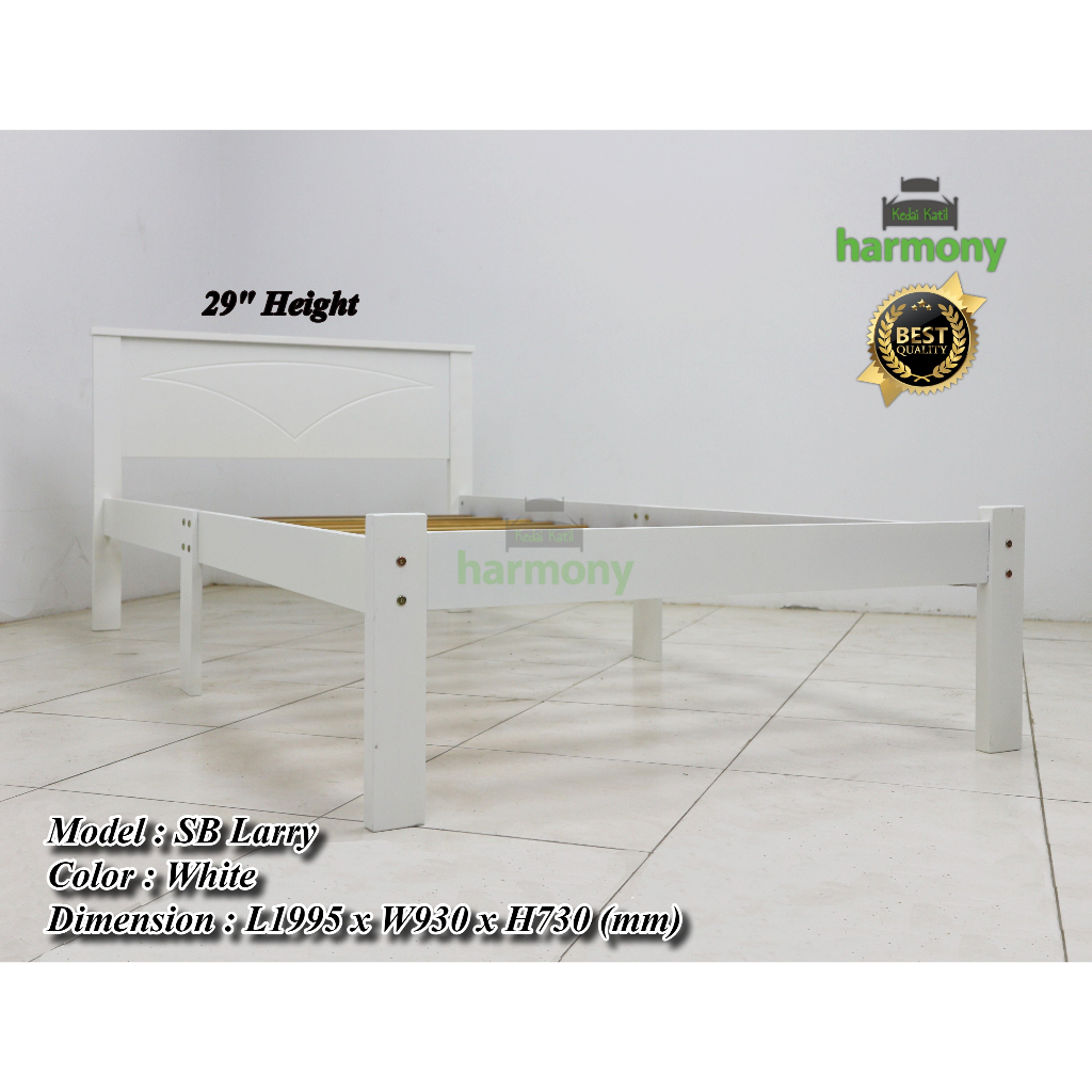 Harmony Beekah Wooden Single Bed Frame / Solid Wood Single Bed / Katil ...